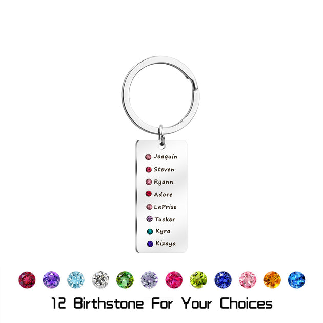 Custom family name and custom birthstone logo Keychain – fancinybeads