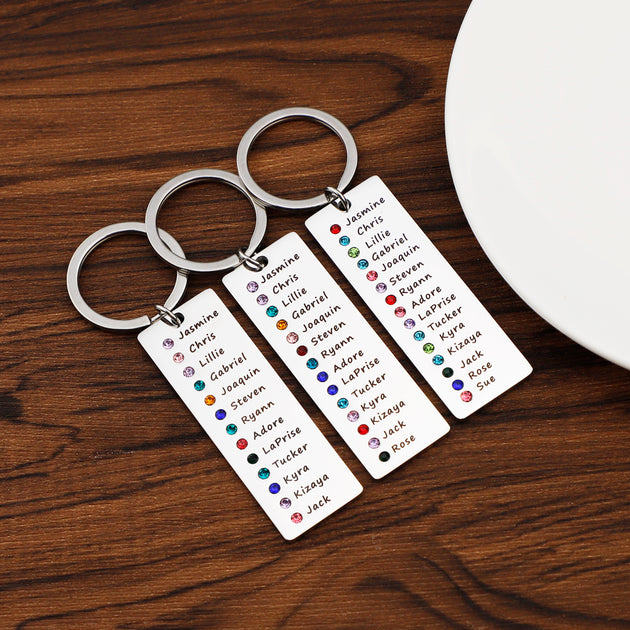 Custom family name and custom birthstone logo Keychain – fancinybeads