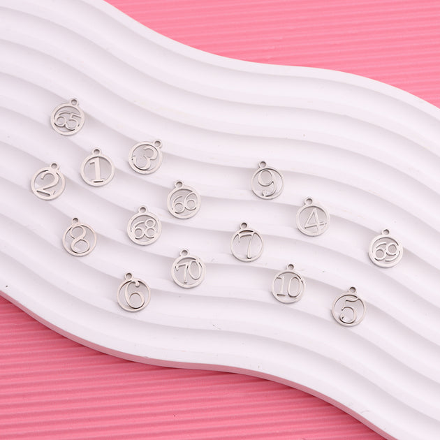 15pcs 12mm Hollow Number charms Number jewelry pendants blanks ...