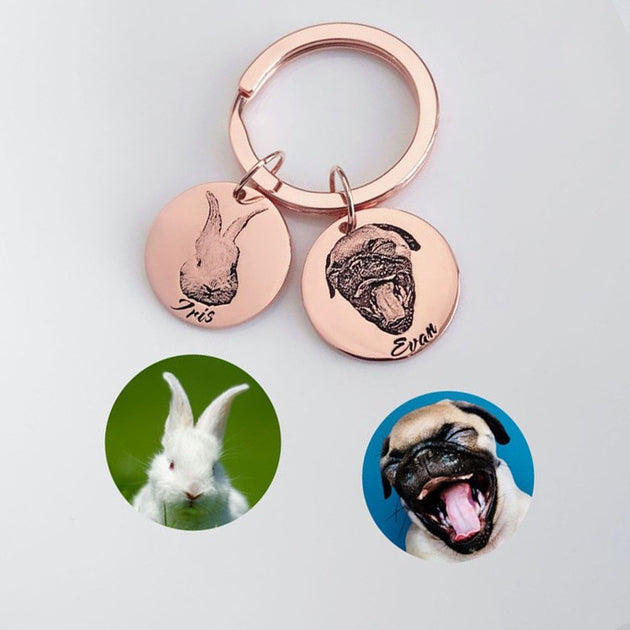 Custom Pet Portrait Keychain 25mm Round Disc Key Ring – fancinybeads